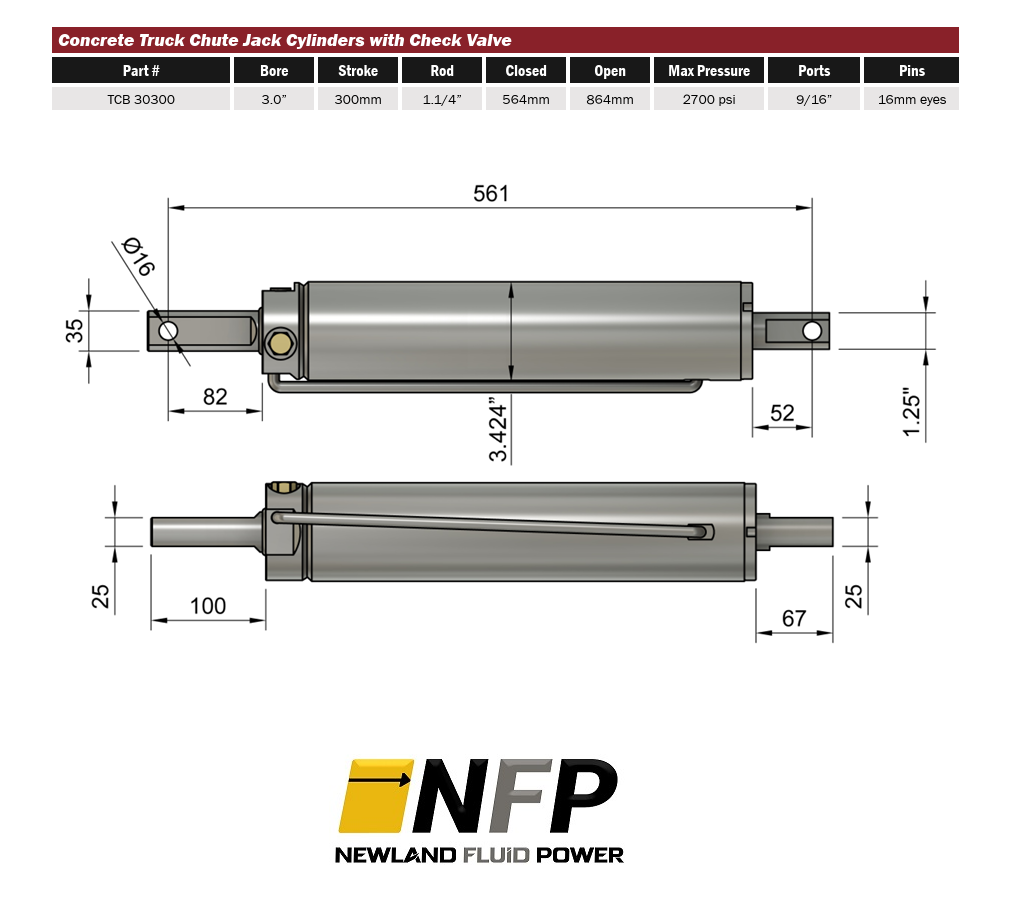 TUFF Concrete Truck Chute Jack Cylinder | Newland Fluid Power
